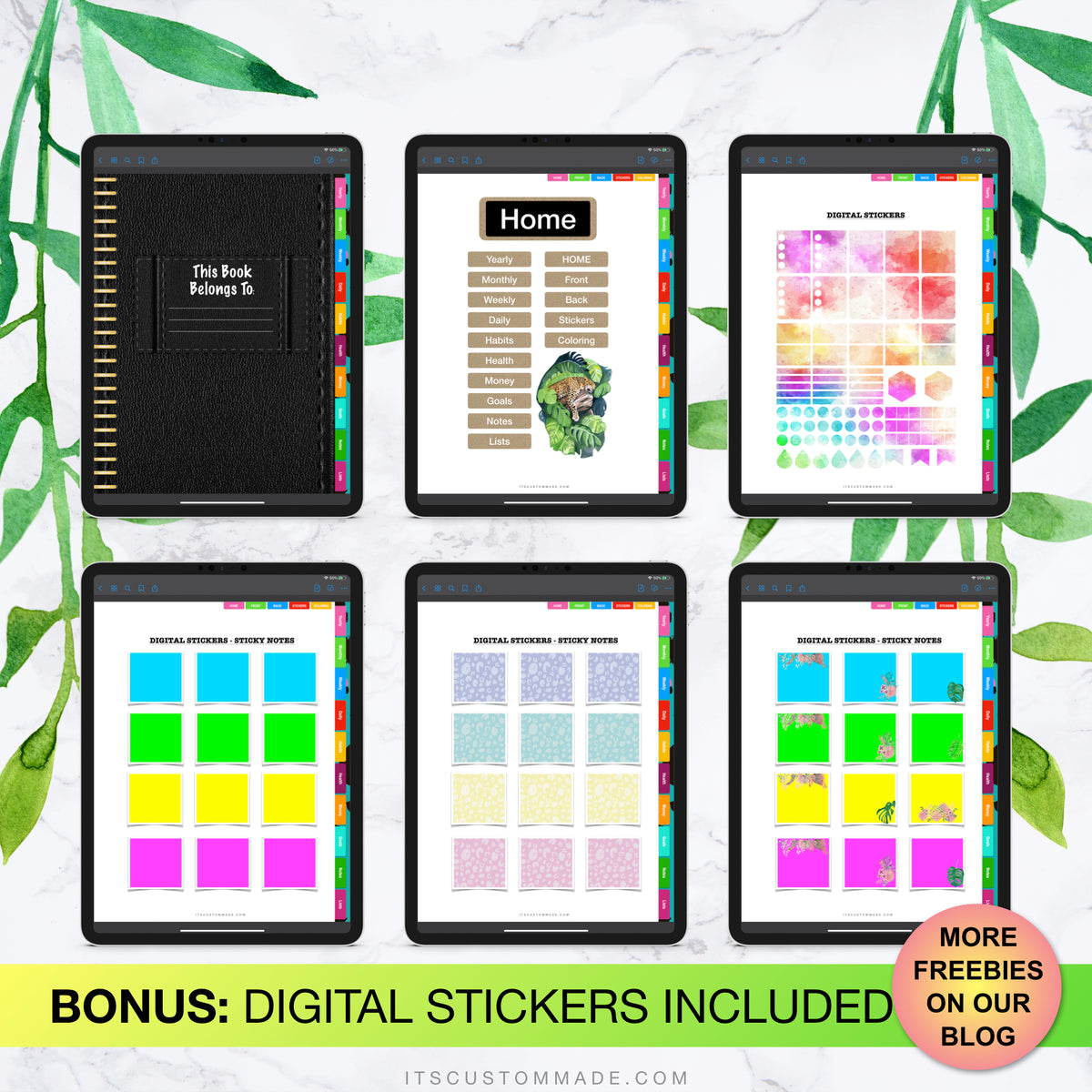Leopard Print Undated Digital Life Planner/ GoodNotes, Xodo, Digital J ...
