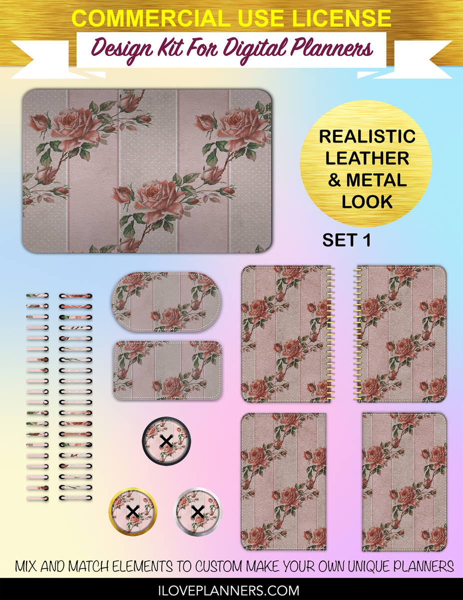 Antique Rose Wallpaper Digital Planners, Spirals, Coils, Customize You ...