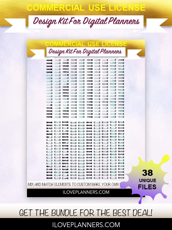 Aqua and Silver Floral Digital Planners, Spirals, Coils, Customize You ...