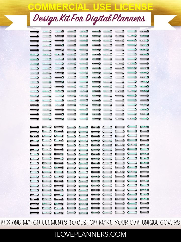 Aqua and Silver Floral Digital Planners, Spirals, Coils, Customize You ...