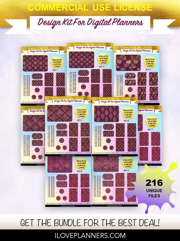 Magenta and Gold Digital Planners, Spirals, Coils, Customize Your Digi ...