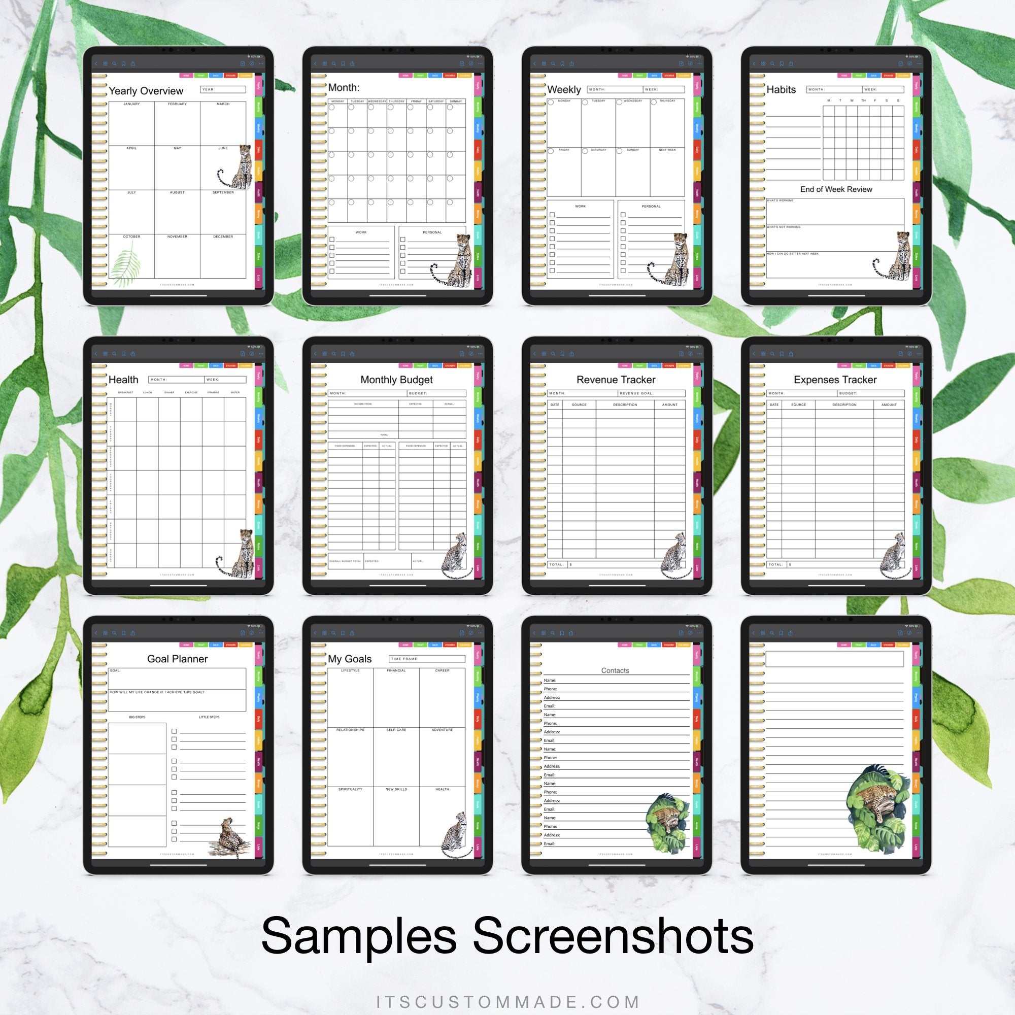 Leopard Print Undated Digital Life Planner/ GoodNotes, Xodo, Digital J ...