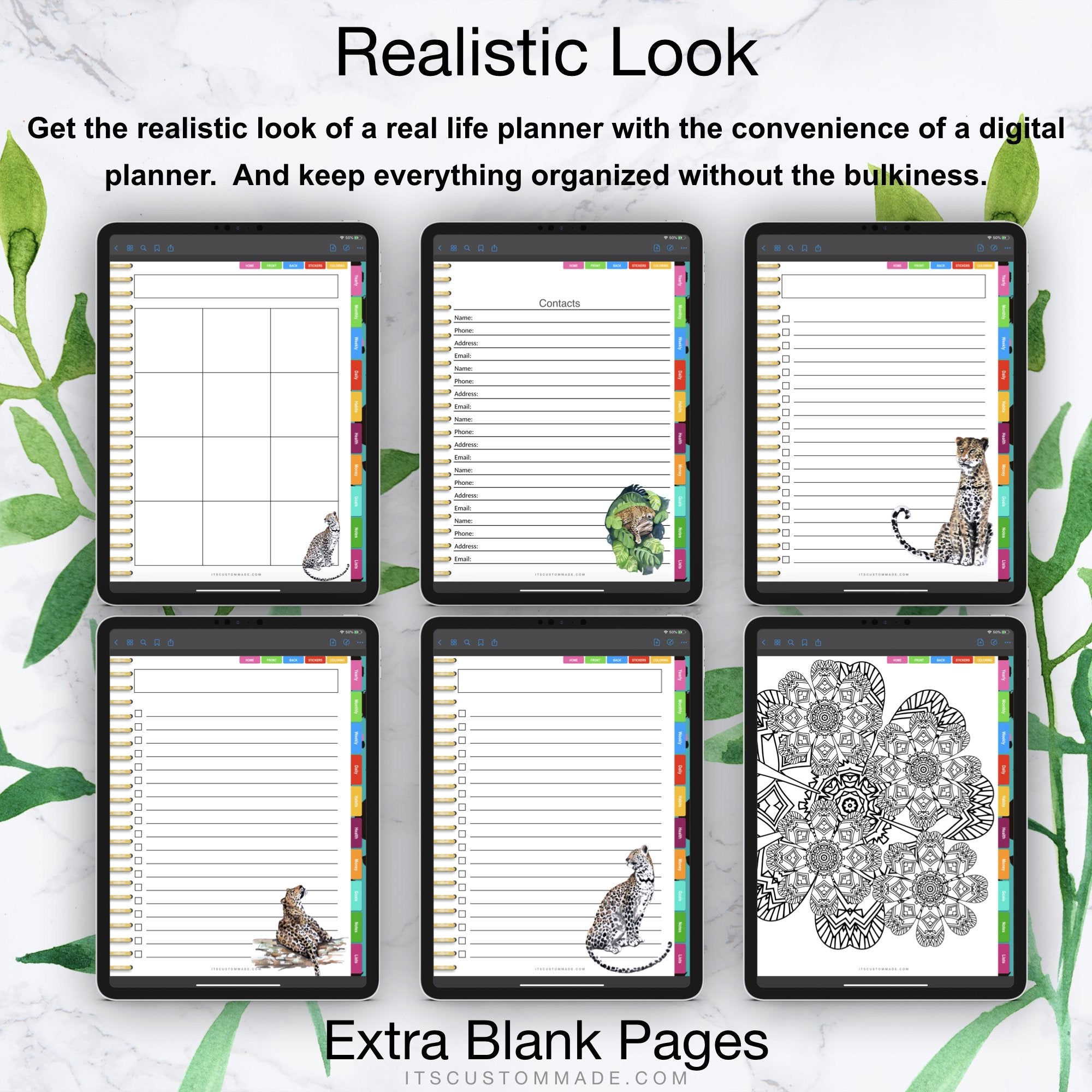 Leopard Print Undated Digital Life Planner/ GoodNotes, Xodo, Digital J ...