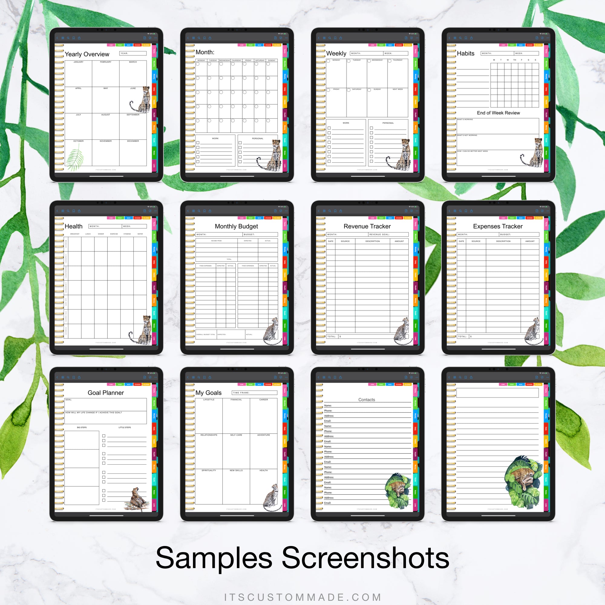 Leopard Print Undated Digital Life Planner/ GoodNotes, Xodo, Digital J ...