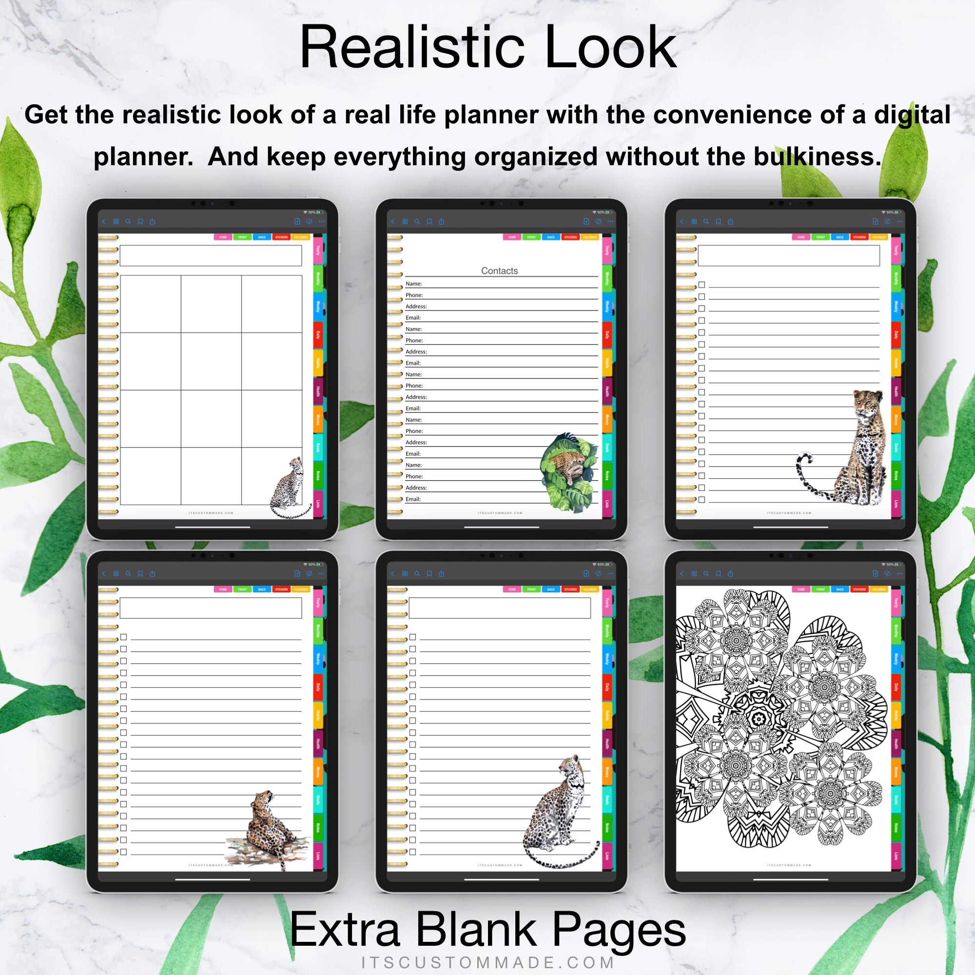 Leopard Print Undated Digital Life Planner/ GoodNotes, Xodo, Digital J ...