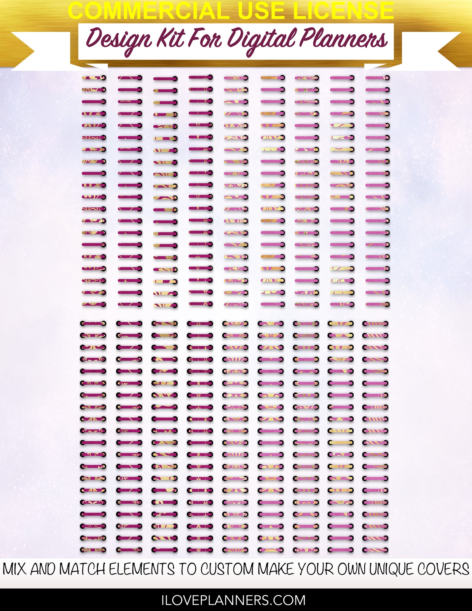 Magenta and Gold Digital Planners, Spirals, Coils, Customize Your Digi ...