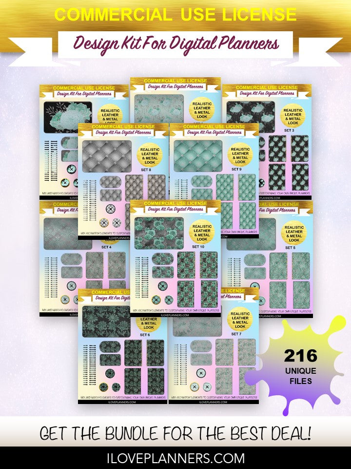 Aqua and Silver Floral Digital Planners, Spirals, Coils, Customize You ...